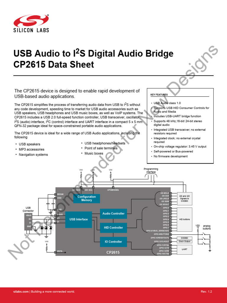 cp2615 Datasheet-1397748 | PDF | Usb | Analog To Digital Converter