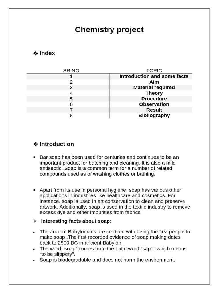 Chemistry Project | PDF | Soap | Solubility