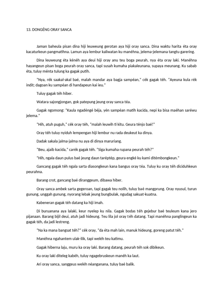 Dongéng Oray Sanca | PDF