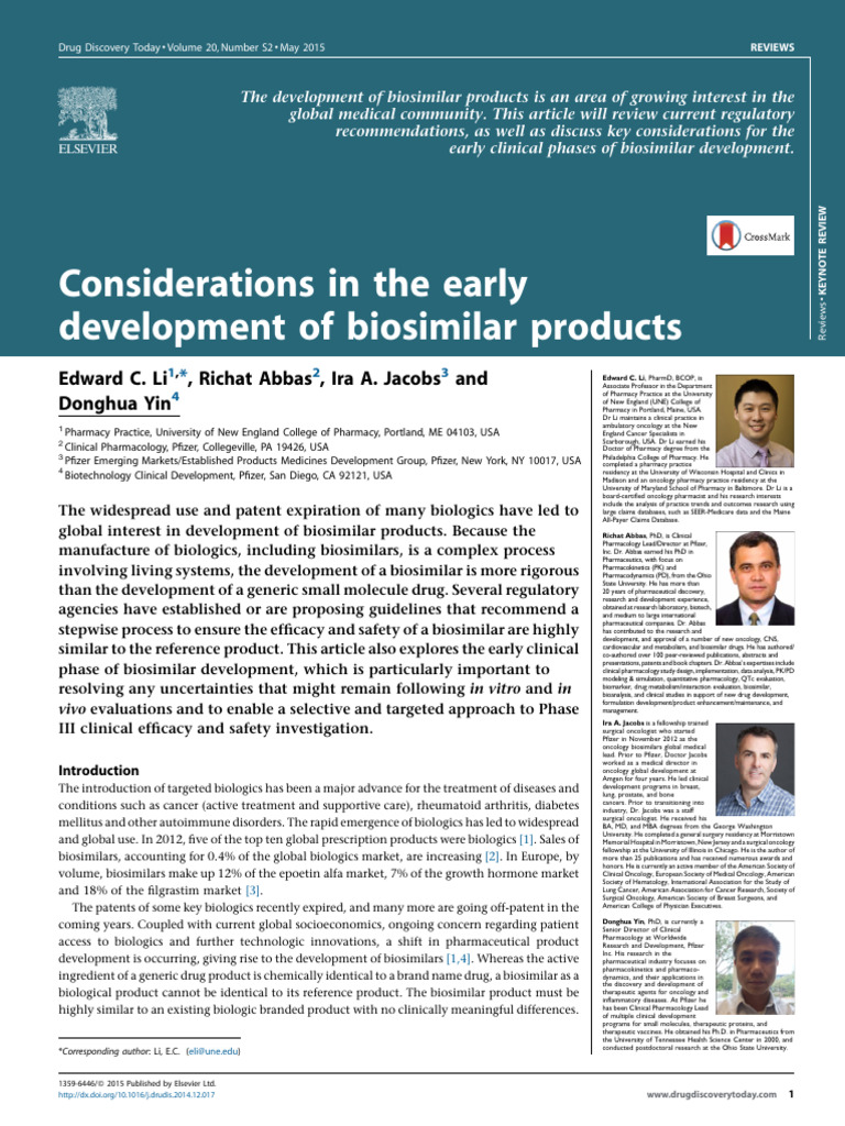 Considerations in The Early Development of Biosimilar Products | PDF ... Considerations in The Early Development of Biosimilar Products | PDF ...