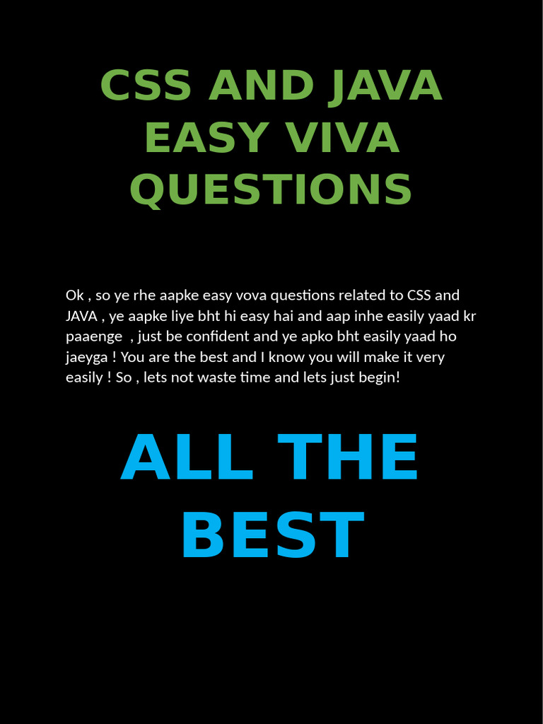 Css and Java Viva Questions 1 | PDF | Method (Computer Programming) | Class (Computer Programming)