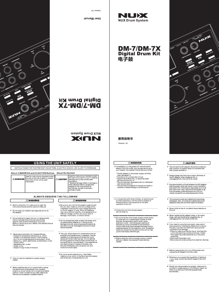 NUX DM-7 DM-7X DigitalDrumKit UserManual Unlocked | PDF