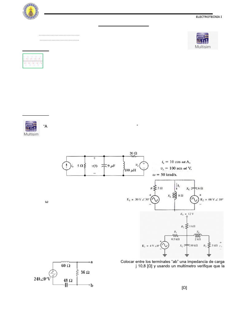 Actividad 7 - Multisim - Ca | PDF | Red eléctrica | Corriente alterna