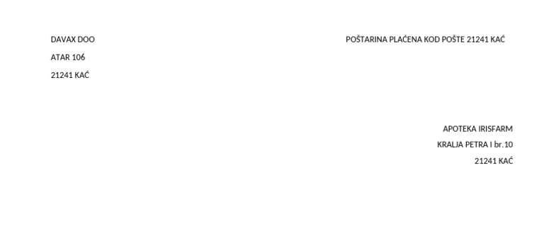 Koverta - Poštarina Plaćena | PDF