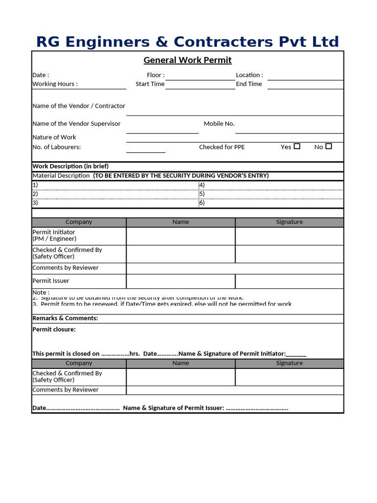 General Work Permit-2 | PDF