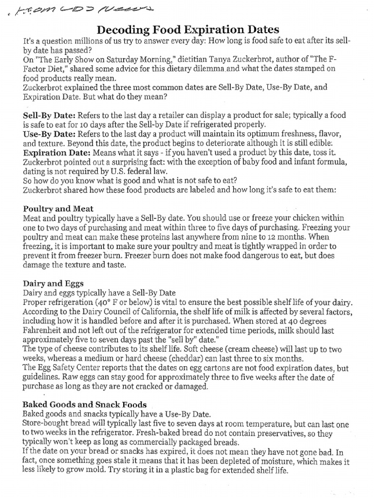 Pantry Expiration Dates Explained | PDF