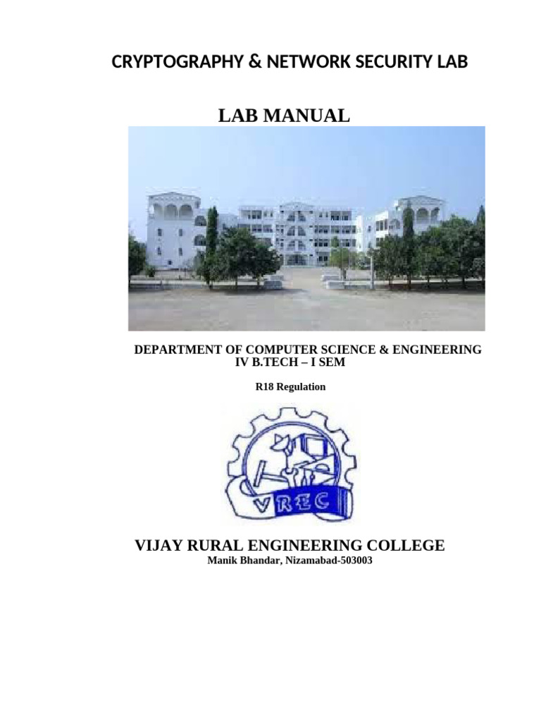 Vrec Cns Lab Manual IV Cse I Sem | PDF | Cryptography | Cipher