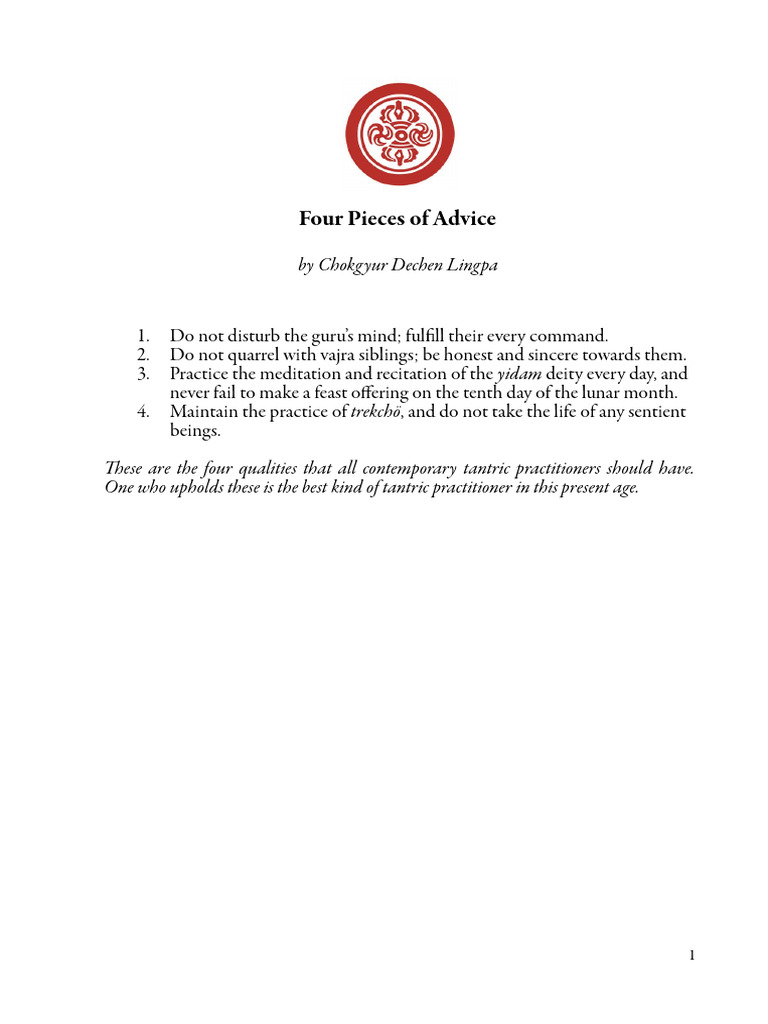 Four Pieces of Advice English | PDF