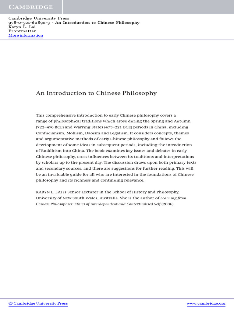An Introduction To Chinese Philosophy | PDF | Chinese Philosophy ...