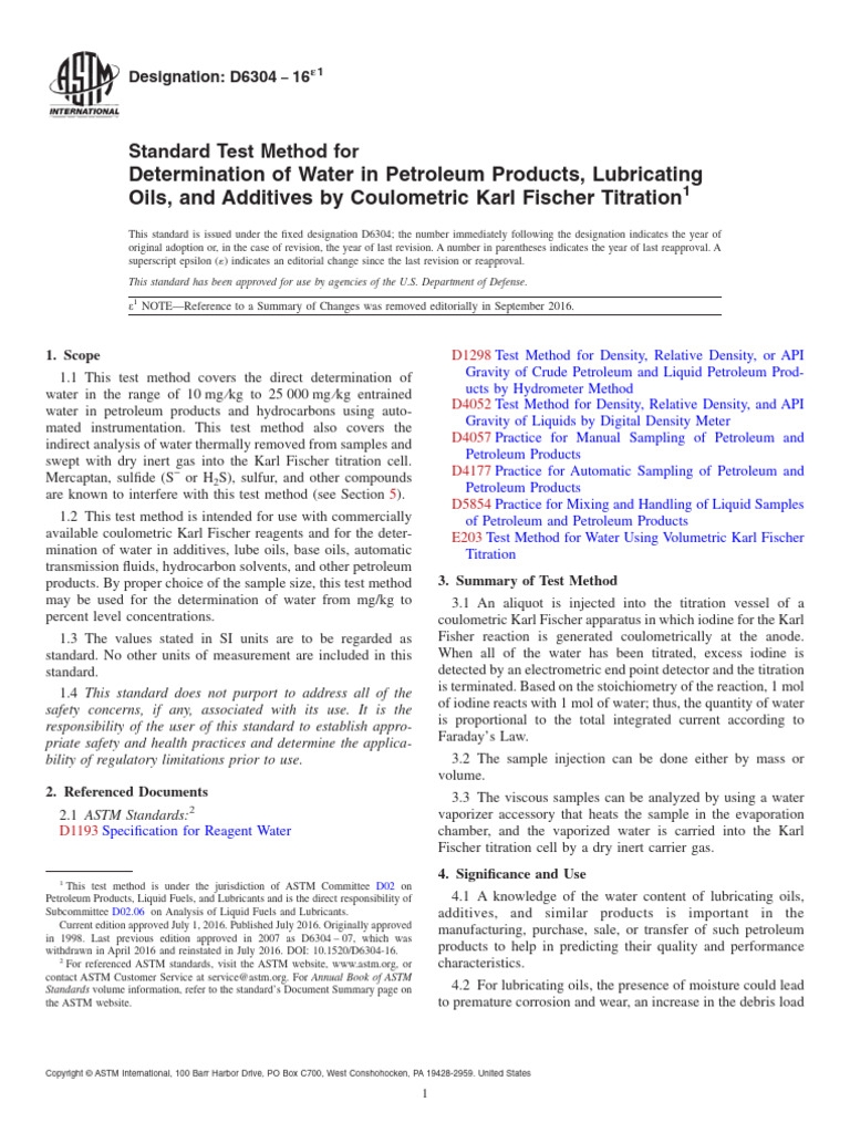 ASTM_D6304 | PDF | Syringe | Chemistry