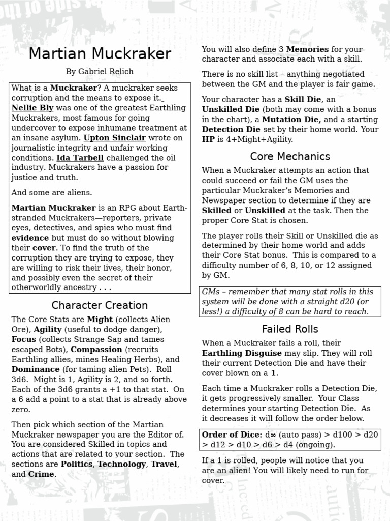 Martian Muckraker NewsprintBorder | PDF | Muckraker