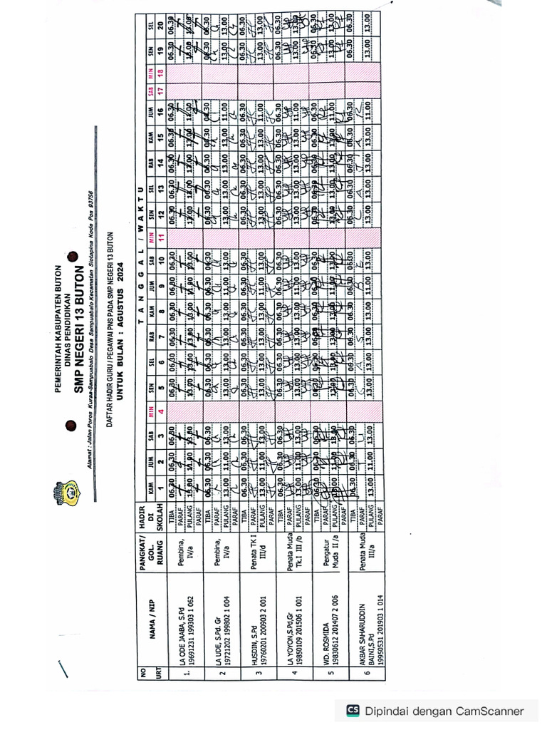 Absen Agustus 2024 | PDF