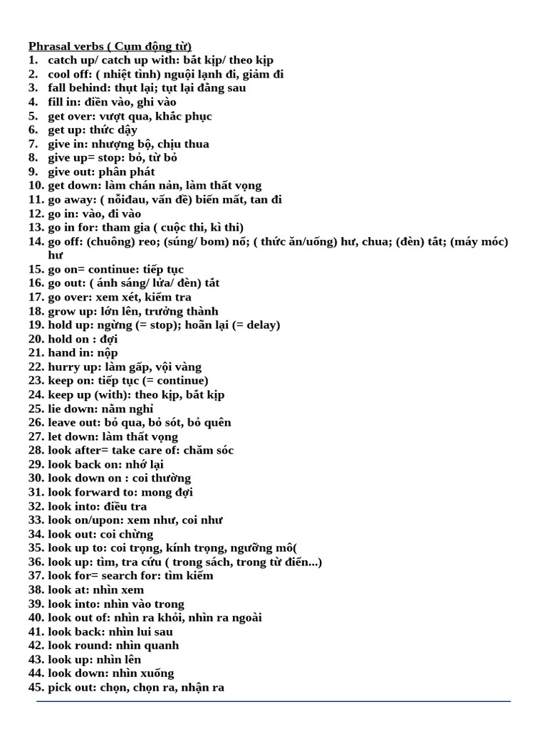 Phrasal Verbs + PREPOSITIONS | PDF