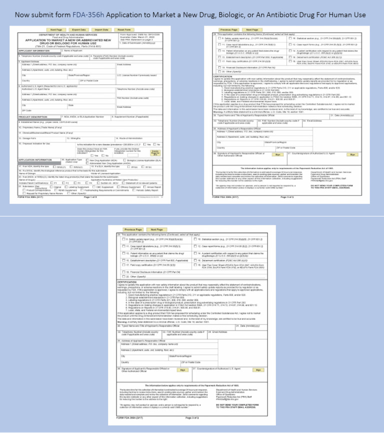 FDA-356h: Now Submit Form Application To Market A New Drug, Biologic ...