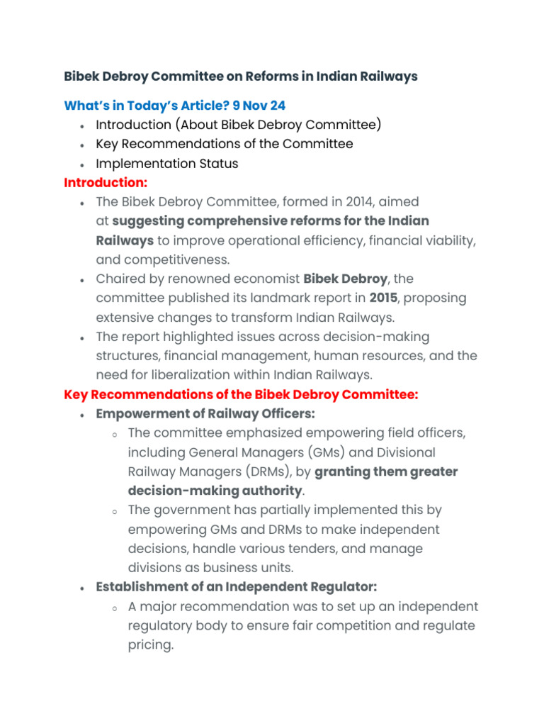 Bibek Debroy Committee | PDF | Economies