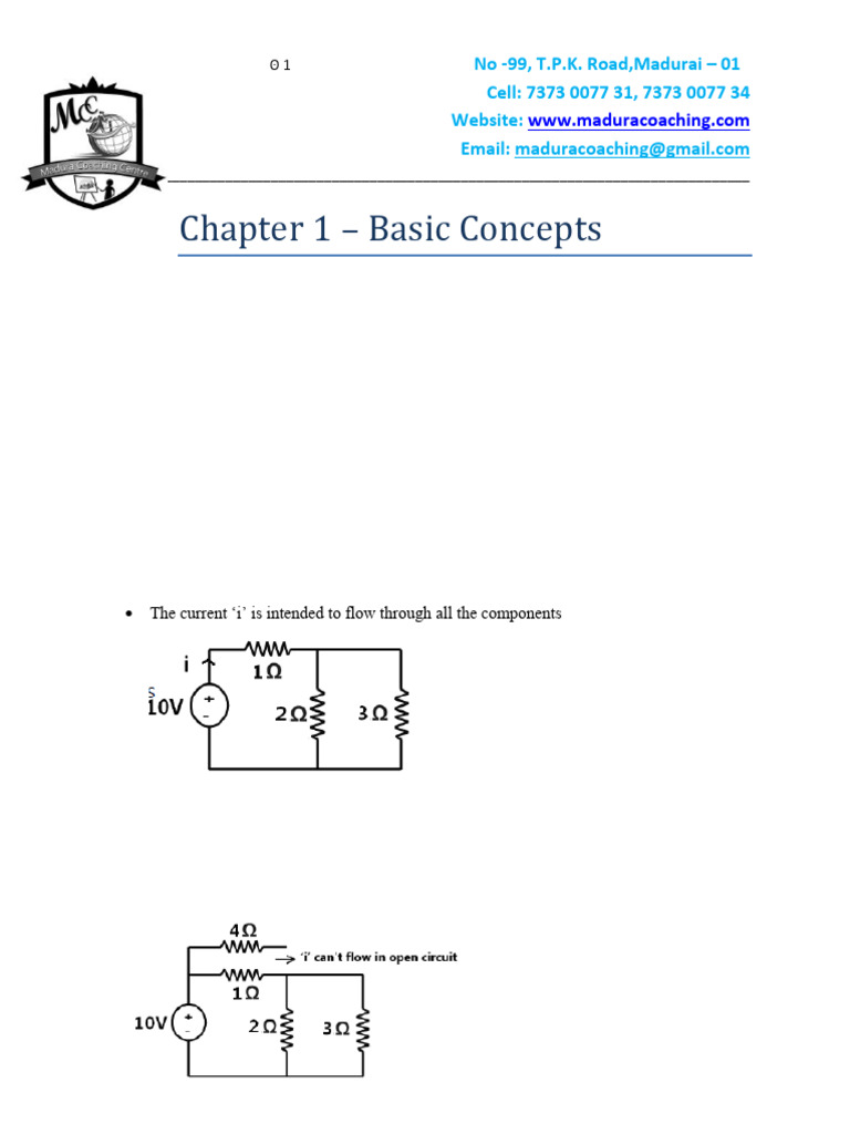 POLYTECHNIC LECTURERS Circuit Theory - Unit - 1 | PDF | Electrical Network | Inductor