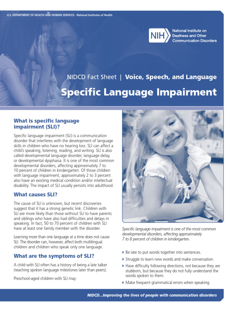 Specific Language Impairment | PDF | Learning Disability | Cognition
