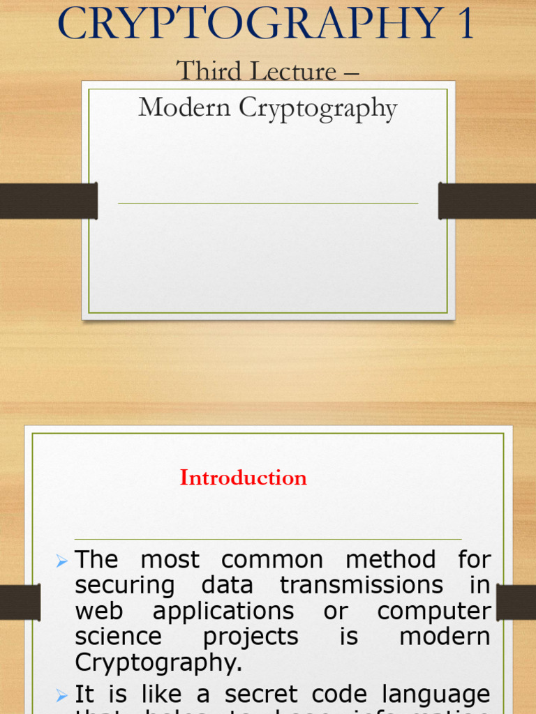 Third Lecture - Modern Cryptography | PDF | Public Key Cryptography | Key (Cryptography)