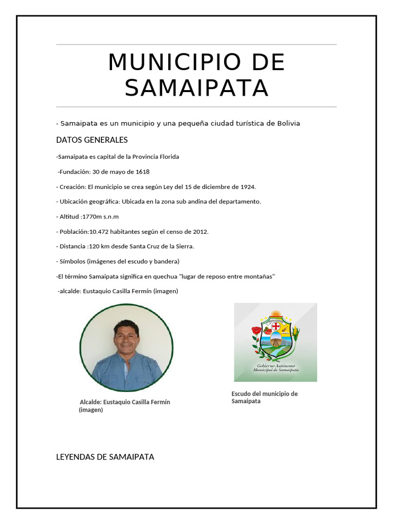 Samaipata: Municipio y Atractivos Turísticos | PDF | Bolivia | Agricultura