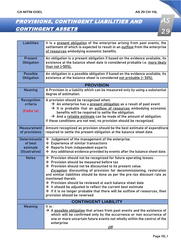 Provisions, Contingent Liabilities and Contingent Assets | PDF ...
