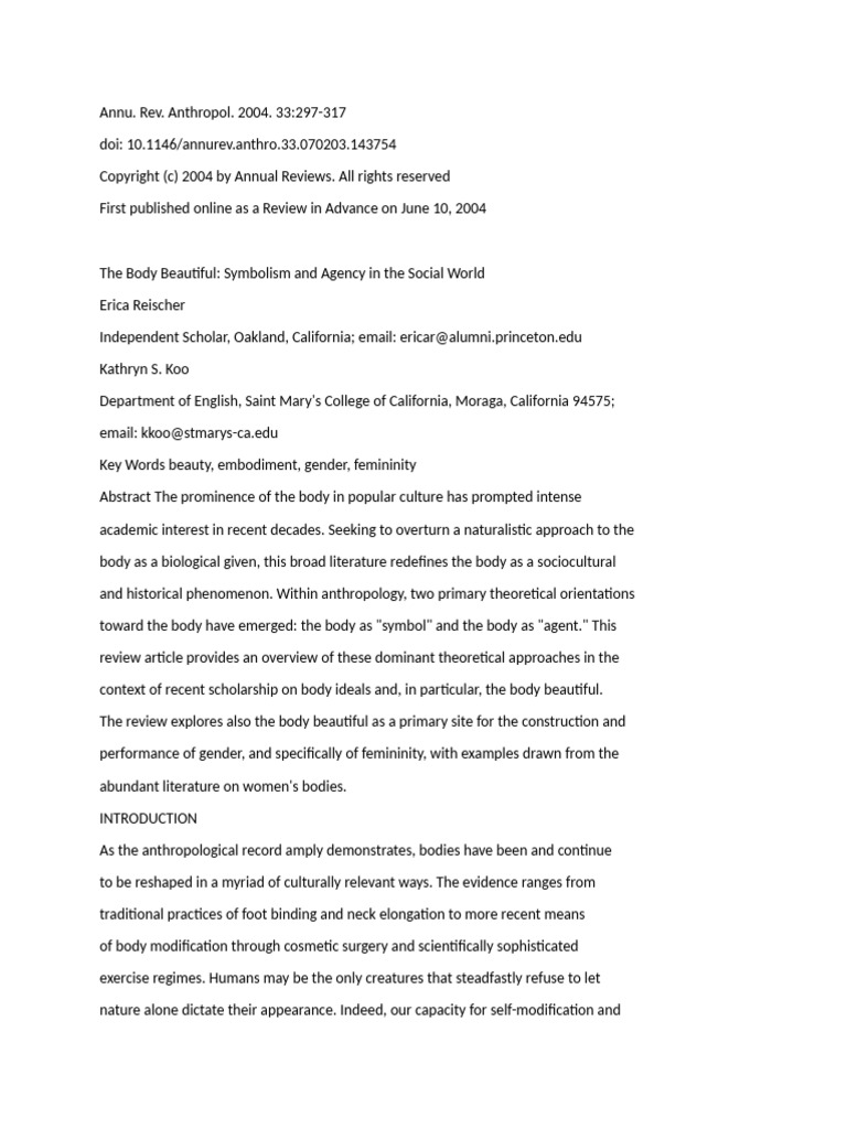 The Body Beautiful | PDF | Anorexia Nervosa | Masculinity