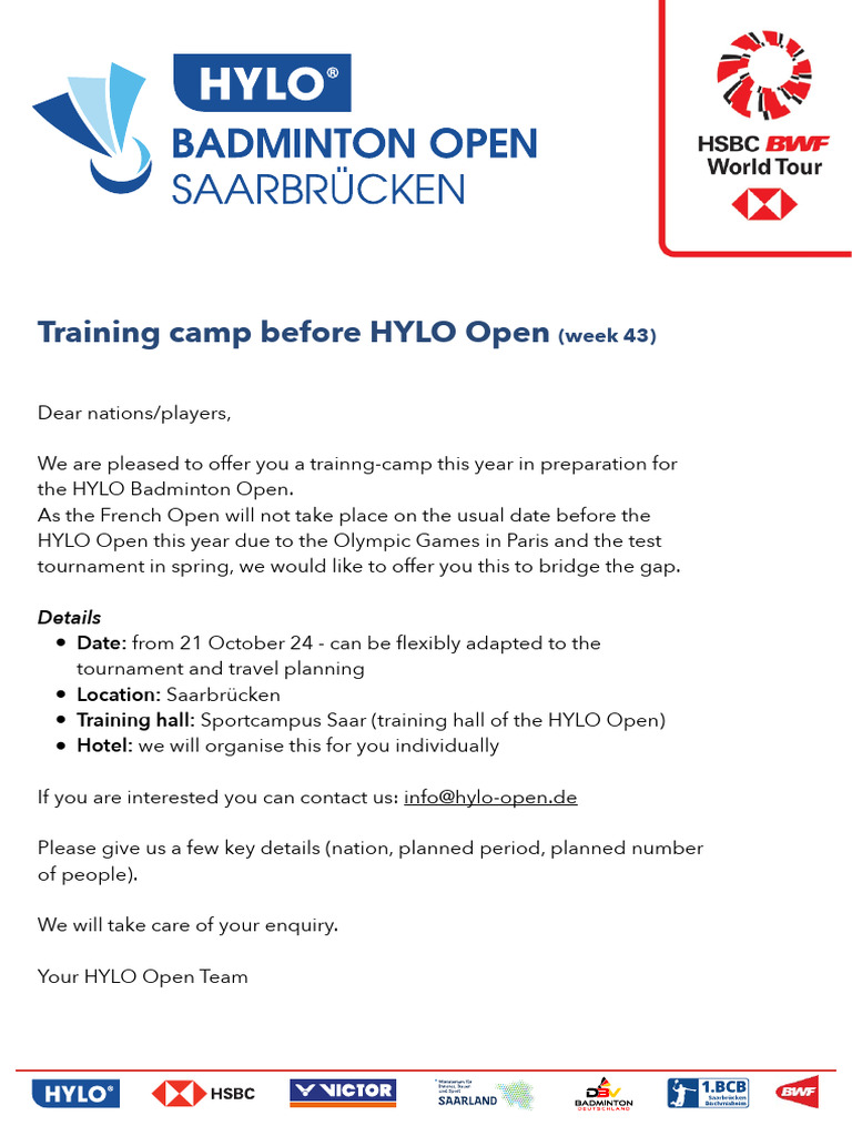 HYLO Open Training Camp Details | PDF