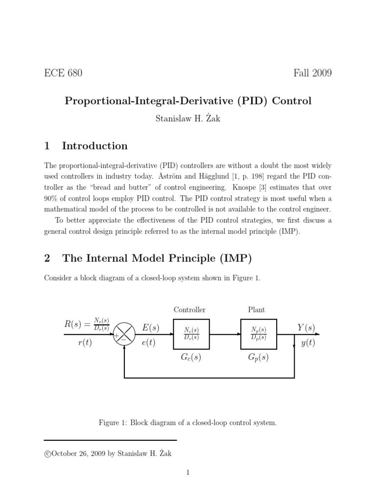 PID Handout | PDF | Control Theory | Complex Number