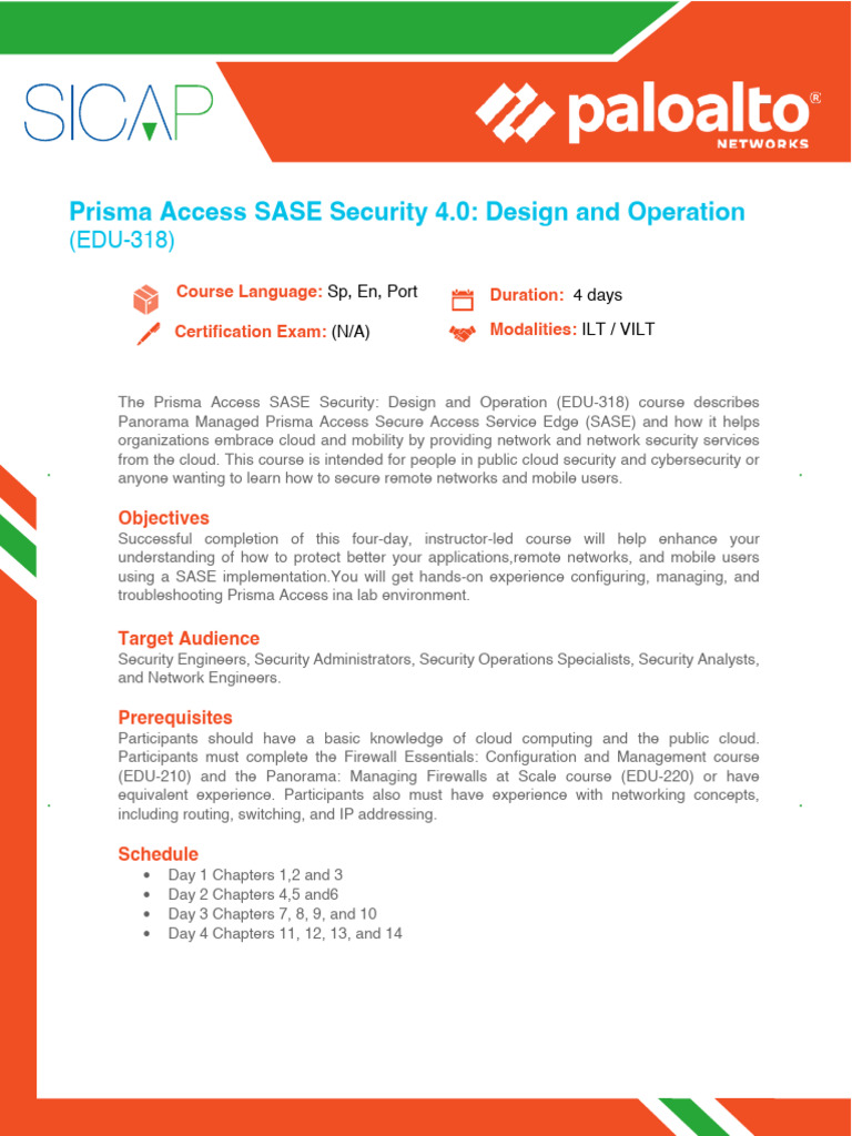 (EDU-318) Prisma Access SASE Security 4.0 - Design and Operation | PDF