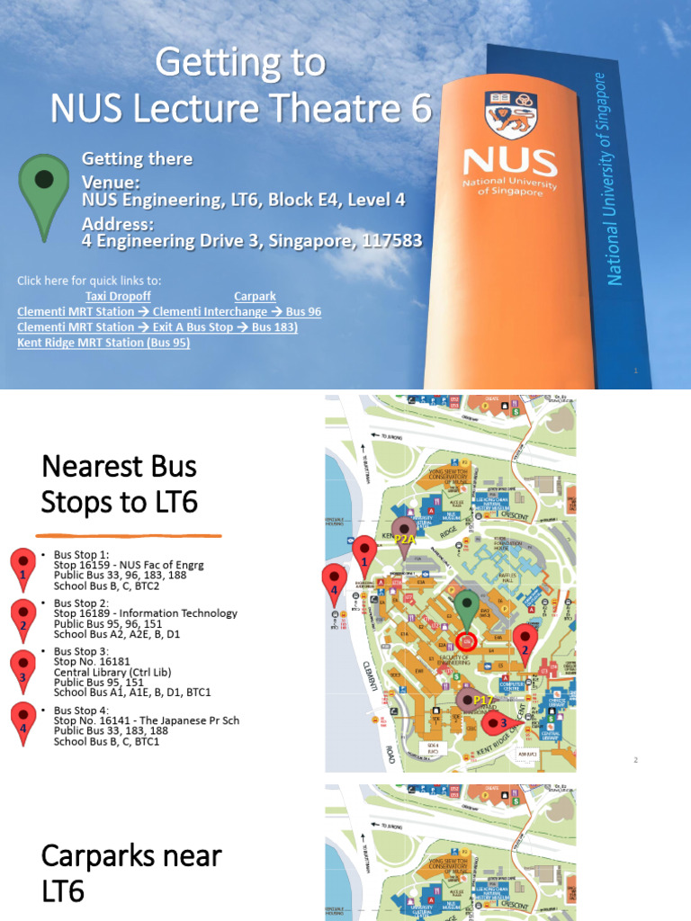 Directions To NUS Lecture Theatre 6, Block E4, Level 4 | PDF ...
