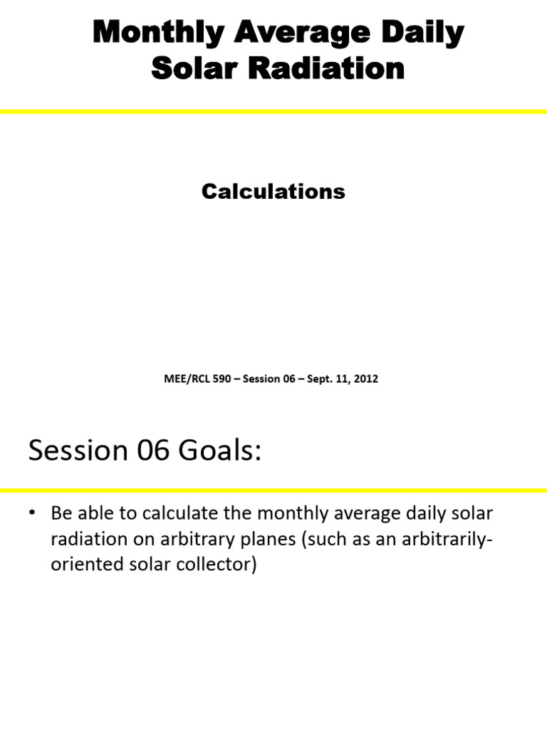 Monthly Solar Radiation Calculation Guide | PDF | Earth | Latitude