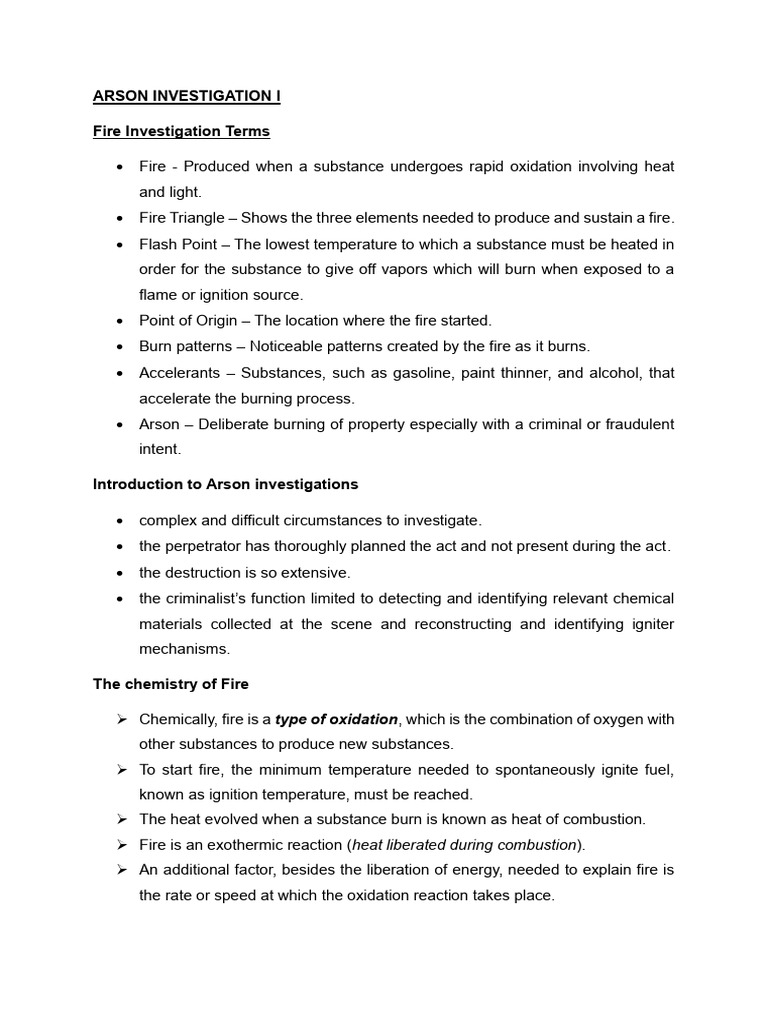 Arson Investigation: Fire Patterns and Causes | PDF | Combustion | Fires