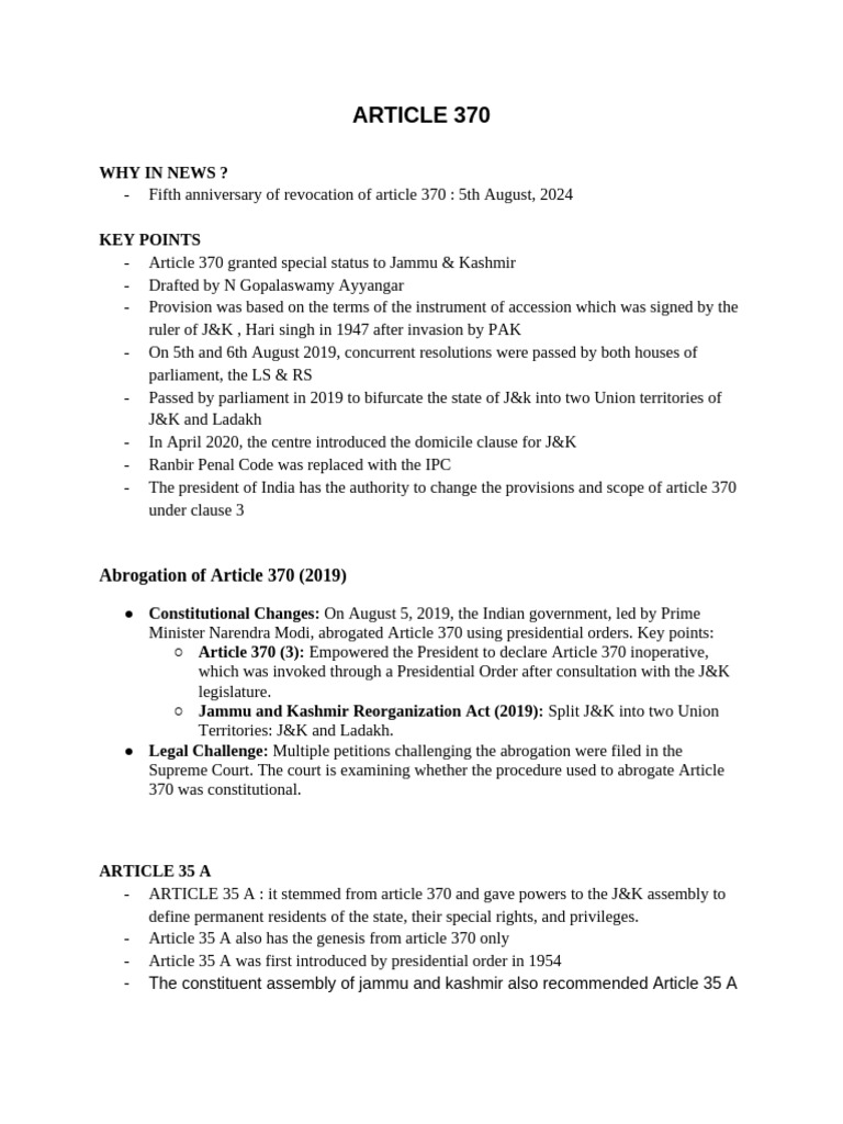 Article 370 | PDF