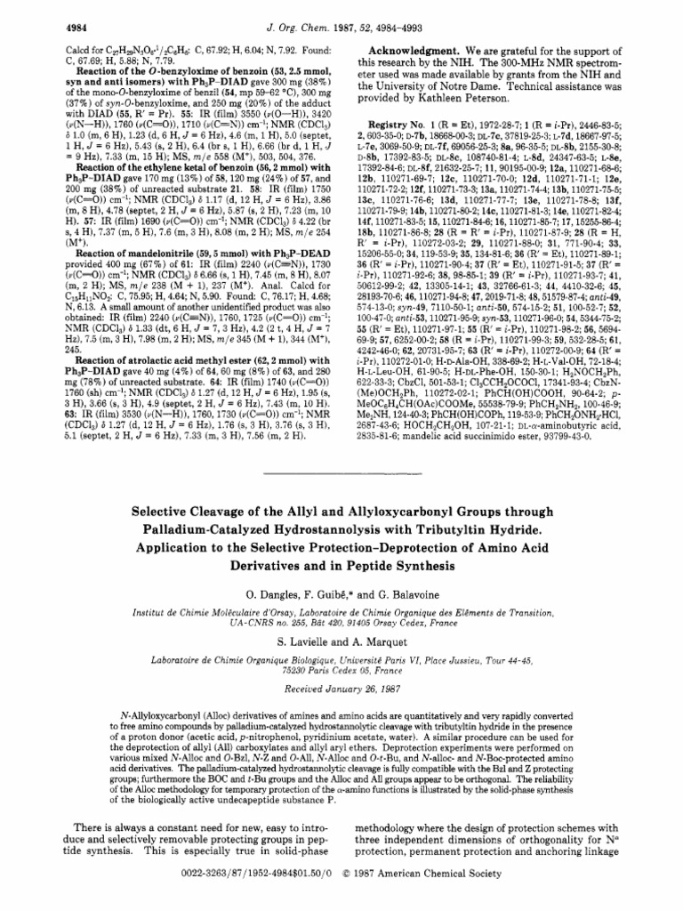 Palladium-Catalyzed Cleavage of Alloc Groups | PDF | Ester | Amine