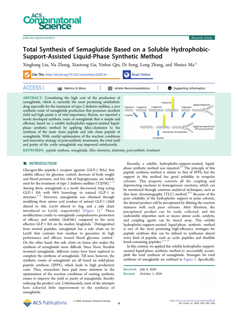 Efficient Semaglutide Synthesis Method | PDF | Amino Acid | Chemistry