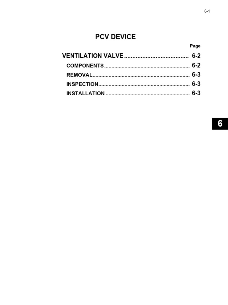 PCV Device: VENTILATION VALVE ....................................... 6 ...