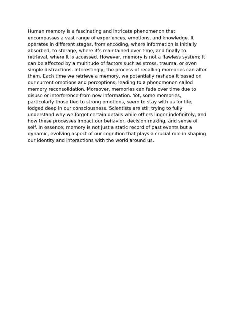 The Complexity of Human Memory (Done) | PDF