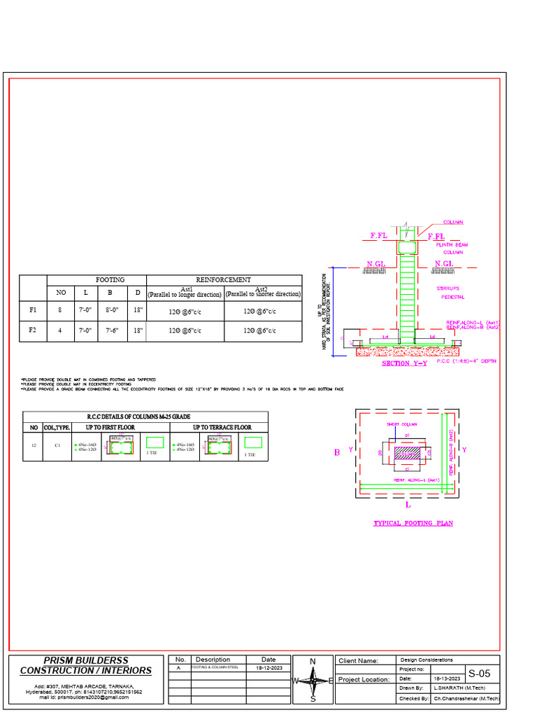 Steel Column Footing Details | PDF