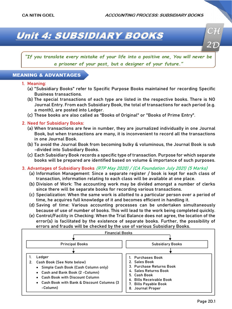 Understanding Subsidiary Books in Accounting | PDF | Debits And Credits ...