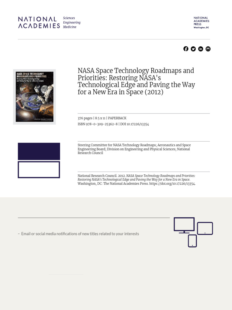 NASA Space Technology Roadmaps and Priorities: Restoring NASA's ...