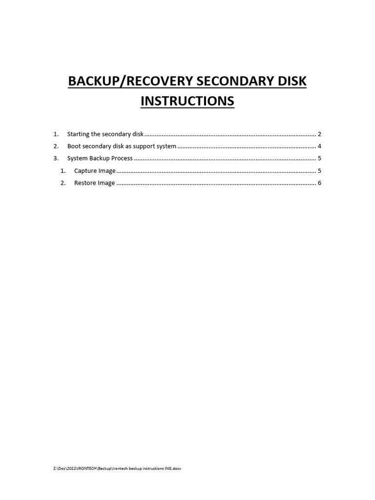 Irontech Backup Instructions ENG | PDF | Booting | Backup