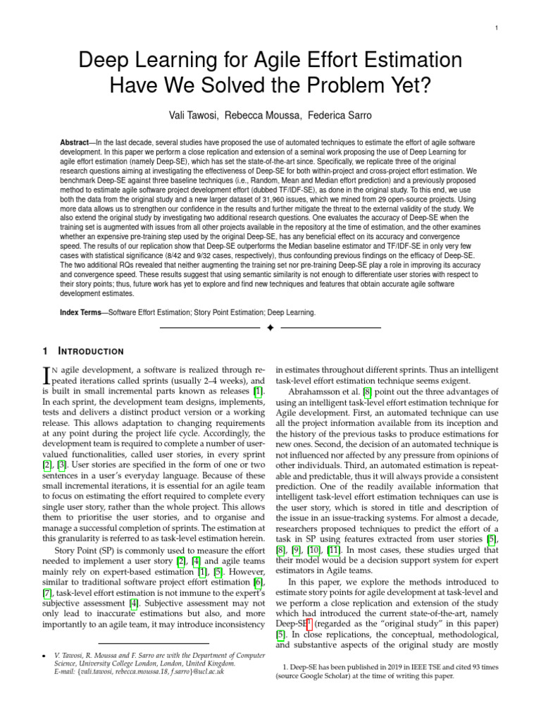 Group 4 - Deep Learning For Agile Effort Estimation | PDF | Support Vector Machine | Deep Learning