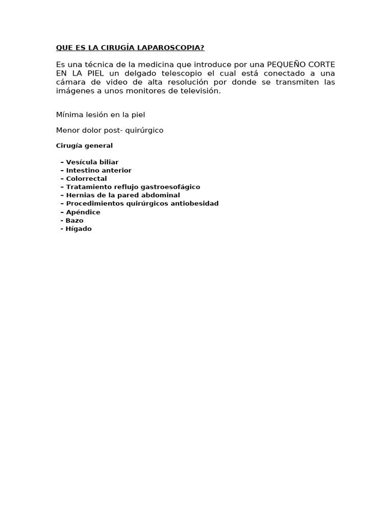 Que Es La Cirugía Laparos | PDF
