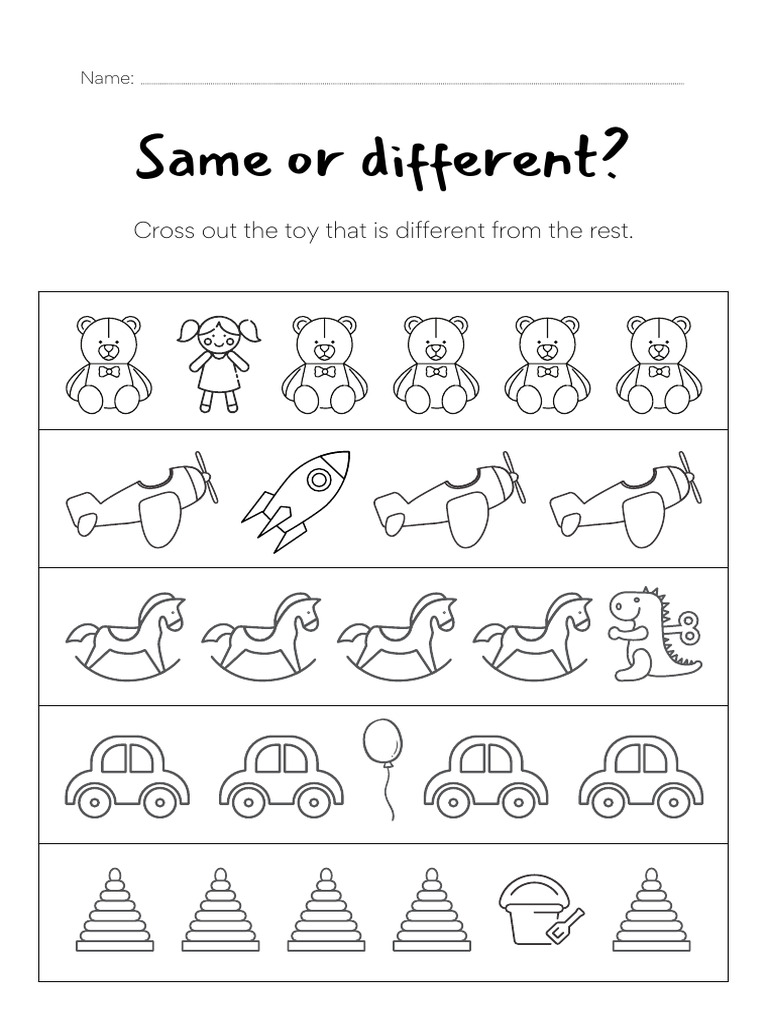 Same or Different - Worksheet | PDF
