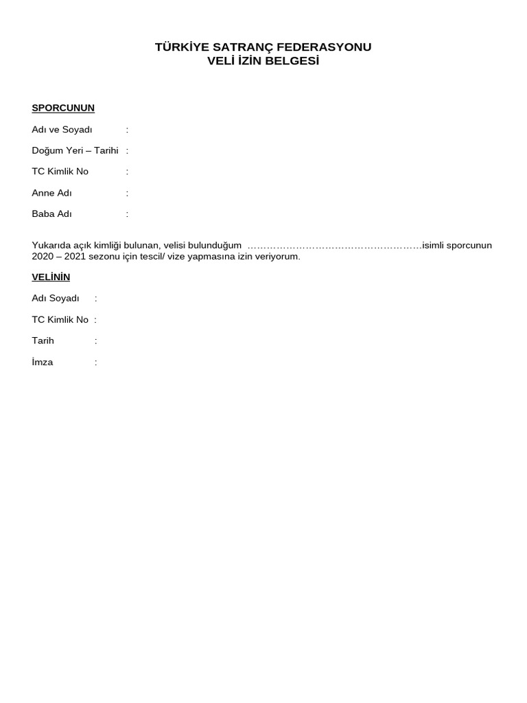 TSF Veli Izin Belgesi | PDF