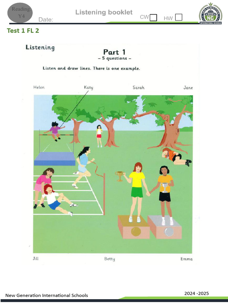 Flyers 2, Test 1, Worksheet 1 | PDF