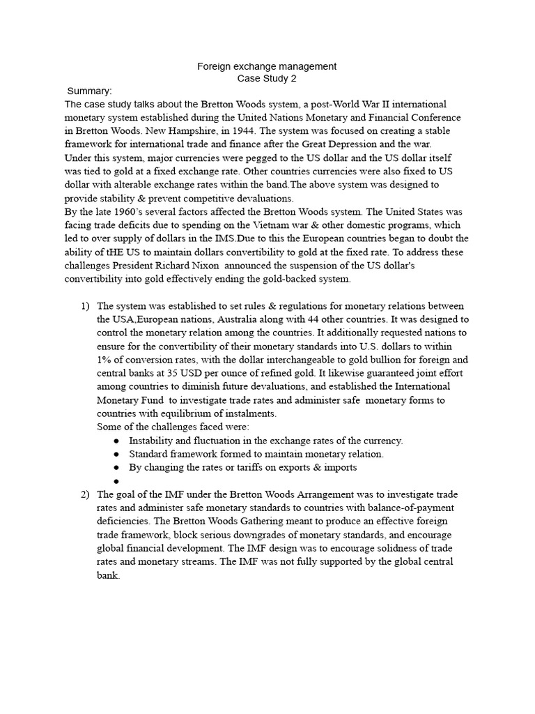FEM_case_study_1 | PDF | Bretton Woods System | United States Dollar
