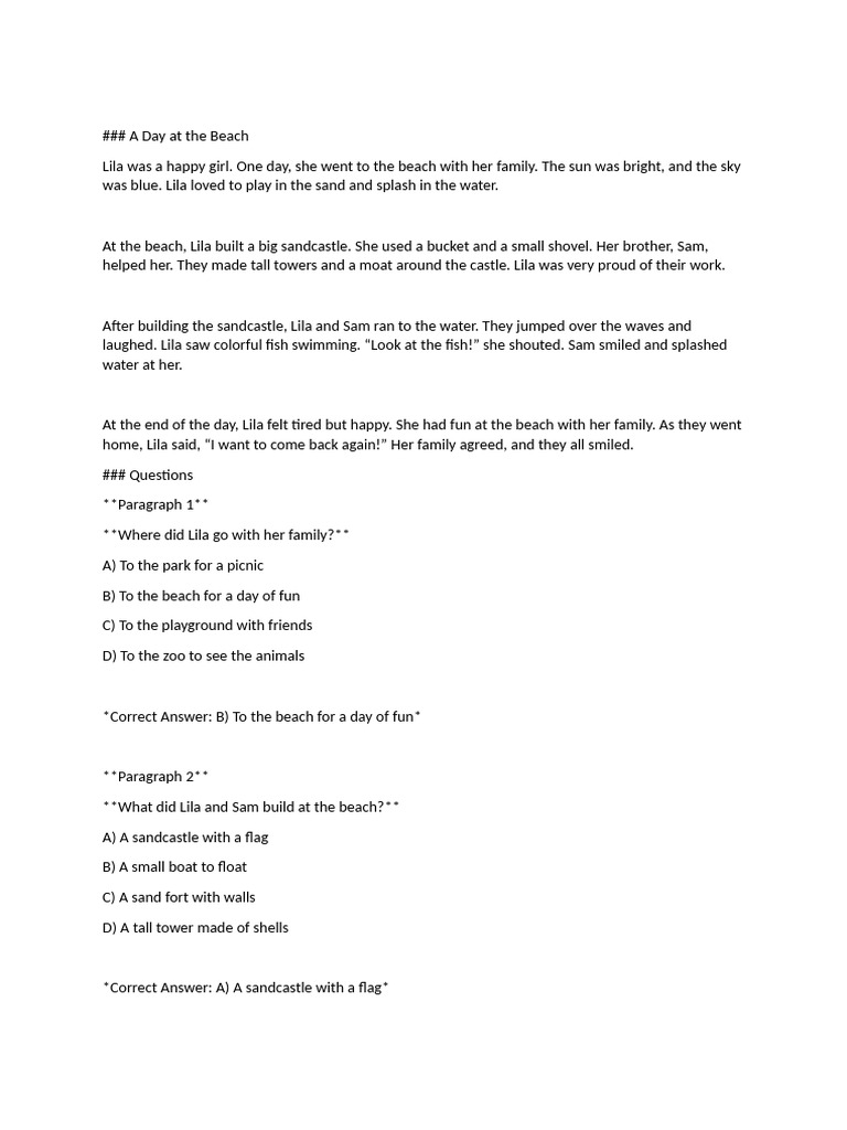 A Day at The Beach | PDF