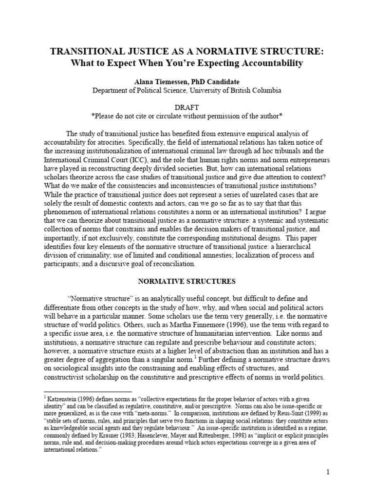 Alana Tiemessen Transnational Justice As A Normative Structure What To ...
