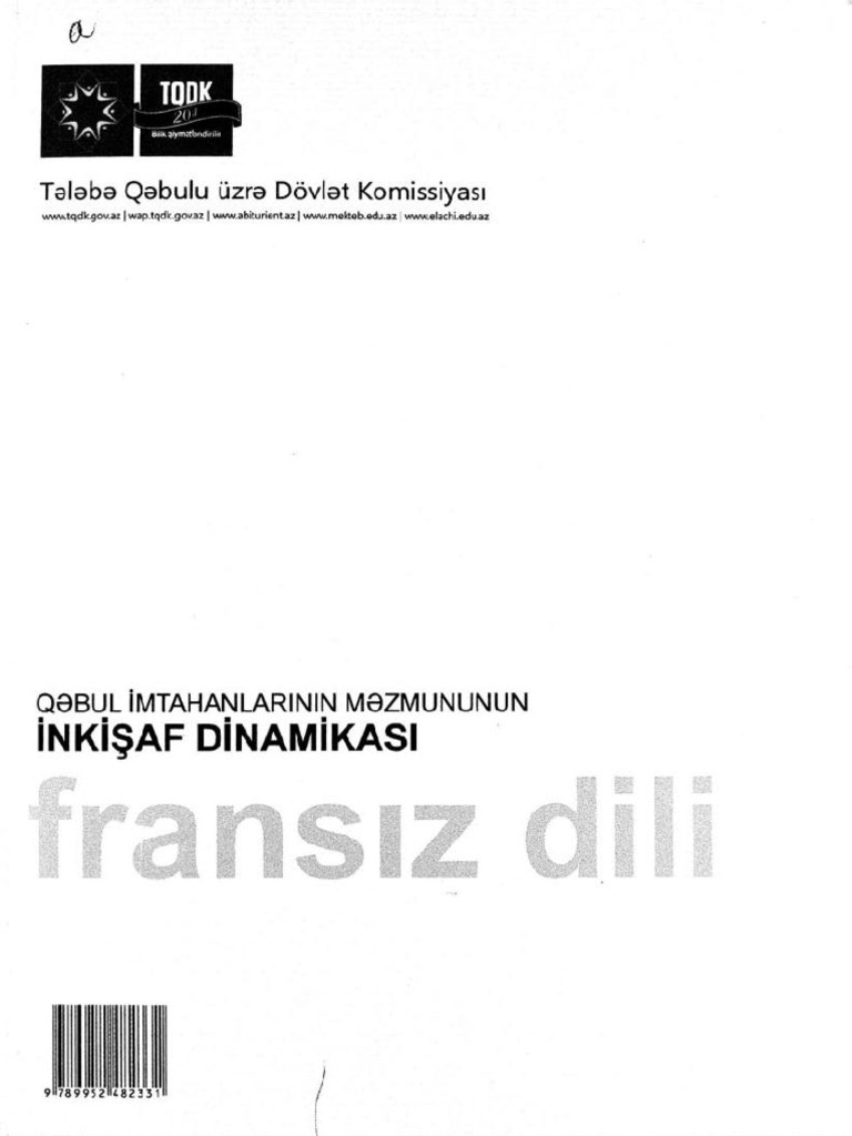 Fransız Dili TQDK Qəbul Imtahanlarının Məzmununun Inkişaf Dinamikası | PDF