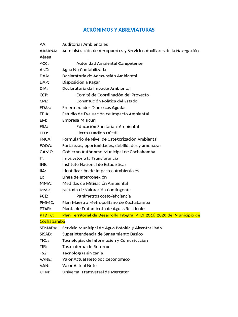 Acronimos y Abreviaturas | PDF